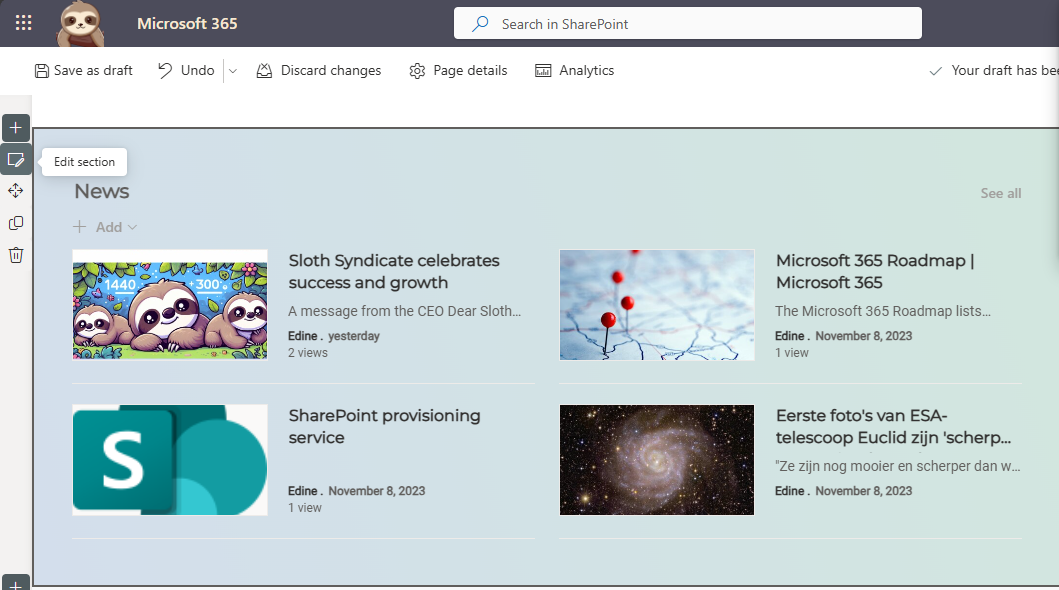 Custom sections backgrounds in SharePoint Online EdineOlijve.nl